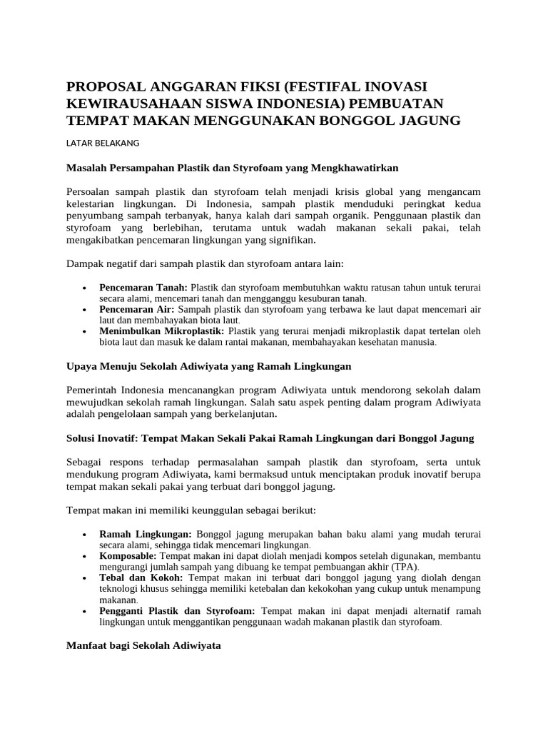 PROPOSAL ANGGARAN FIKSI Smansa | PDF