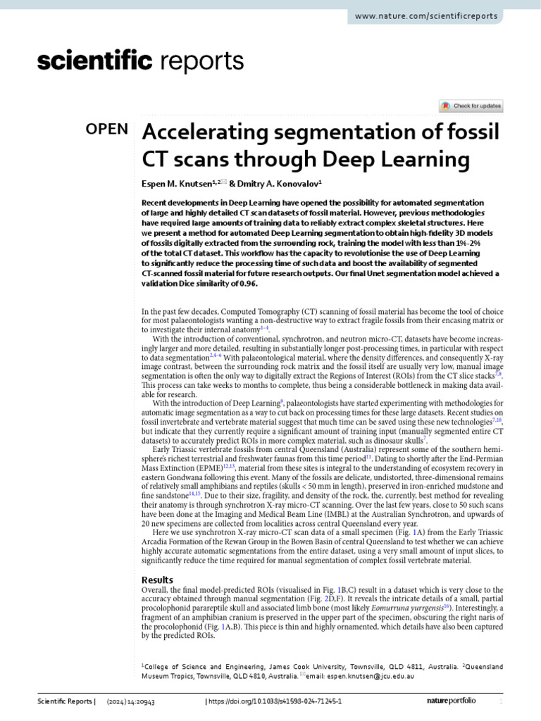 Knutsen & Konovalov 2024 Accelerating Segmentation of Fossil CT Scans ...