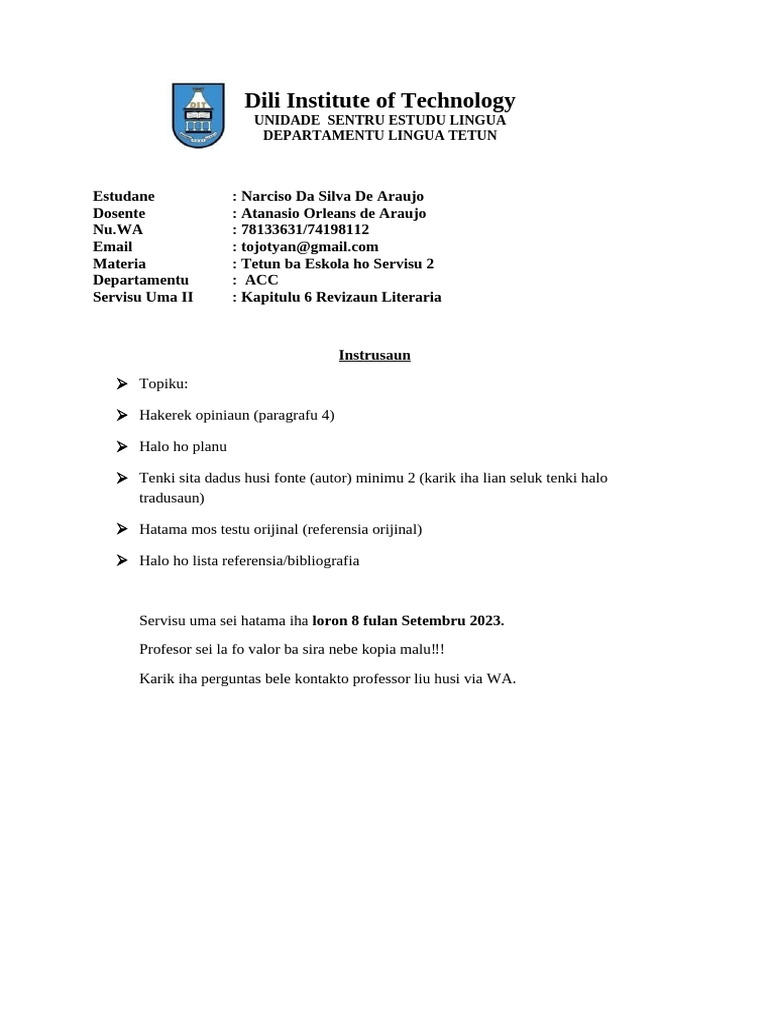 Trabalho Tetun 2 | PDF