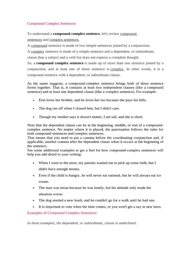 Understanding Compound-Complex Sentences | PDF | Linguistics | Language Arts & Discipline
