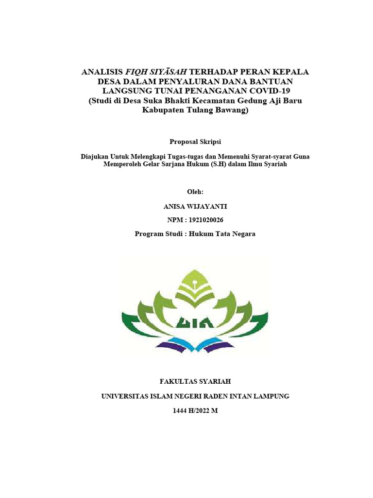 Anisa Wijayanti Proposal PDF | PDF