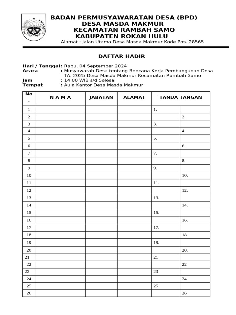 DAFTAR HADIR | PDF