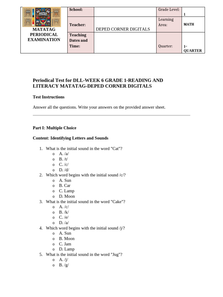 PT-WEEK 6-READING -DEPED CORNER DIGITALS | PDF
