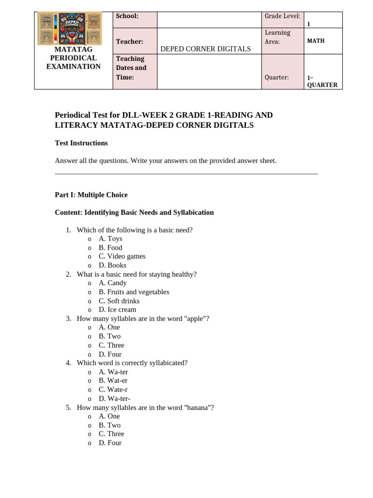 Pt-Week 2-Reading - Deped Corner Digitals | PDF