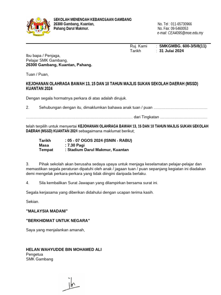 Surat Kebenaran MSSD 2024 | PDF