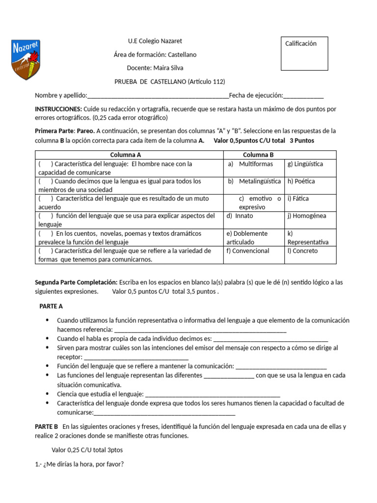Prueba Articulo 112 | PDF