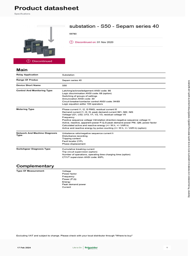 Schneider Electric - Sepam-Series-40 - 59780 | PDF | Power (Physics ...