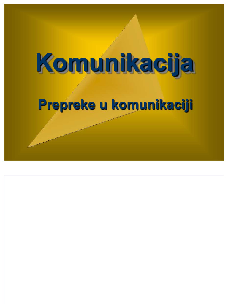 Komunikacija Prepreke u Komunikaciji | PDF