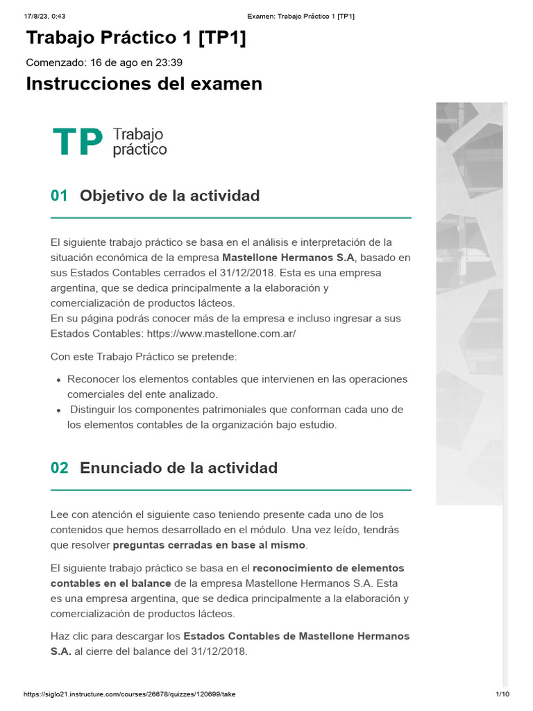 Examen_ Trabajo Práctico 1 [TP1] | PDF