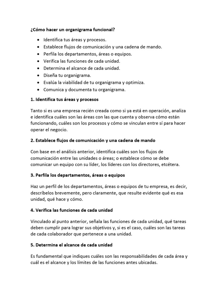 Cómo Hacer Un Organigrama Funcional | PDF