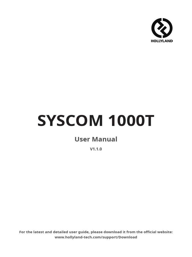 SYSCOM 1000T User Manual (English) V1.1.0 | PDF