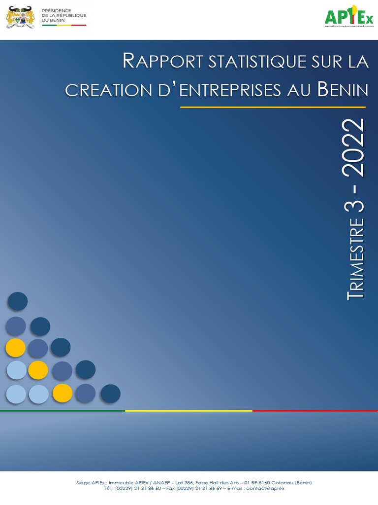 Rapport t3 2022 Sur La Creation D Entreprises Au Benin | PDF