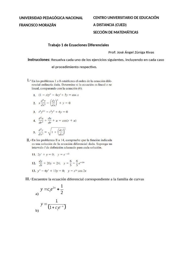 Trabajo 1 de Ecuaciones Diferenciales | PDF