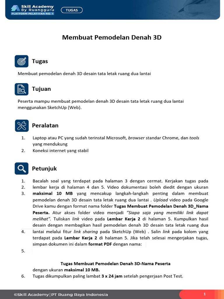 Tugas Membuat Denah Permodelan 3D | PDF