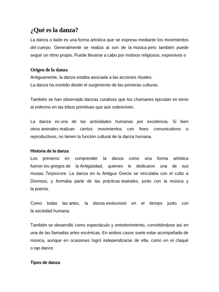 Qué es la danza | PDF