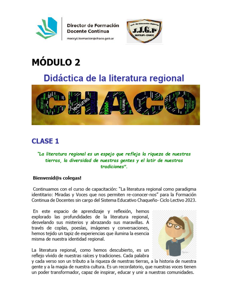 Curso Literatura Regional-MÓDULO 2-Clase 1 | PDF