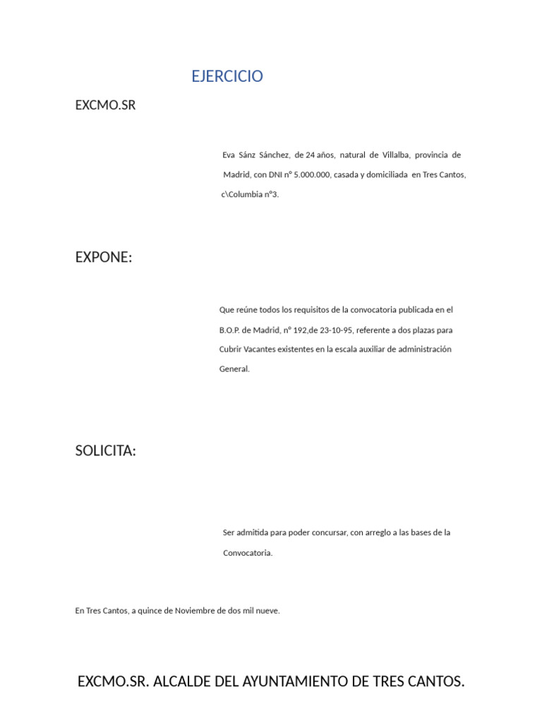 Ejercicio Excmo. | PDF