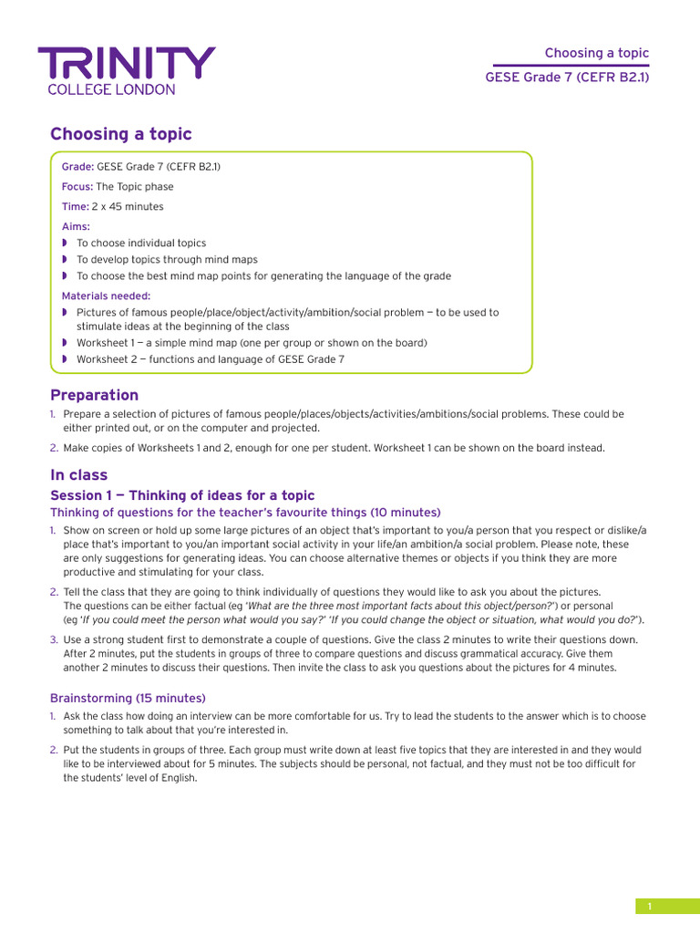 03 GESE G7 Choosing A Topic | PDF