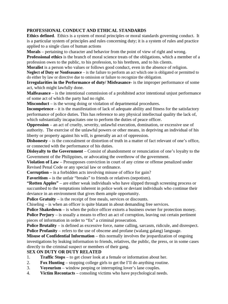 Professional Conduct and Ethical Standards | PDF