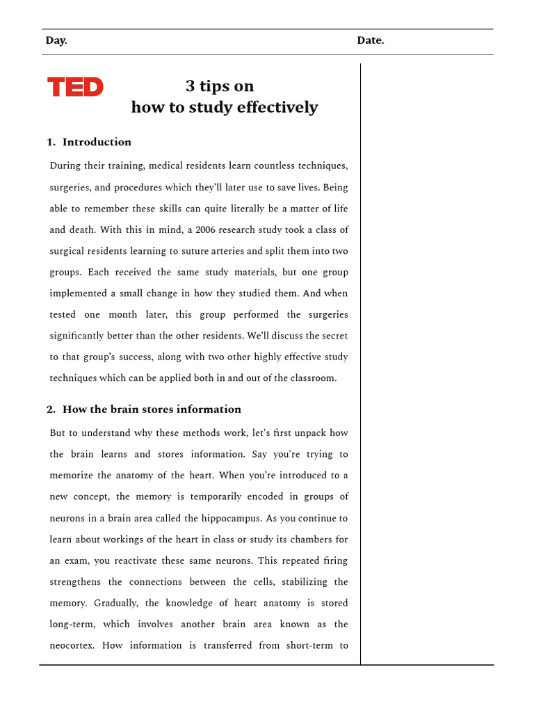 3 Tips On How To Study Effective | PDF | Memory | Science & Mathematics
