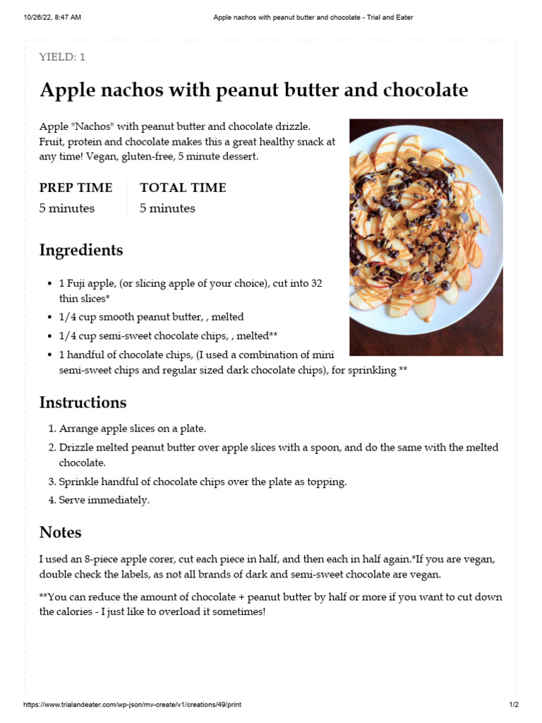 Apple Nachos With Peanut Butter and Chocolate | PDF