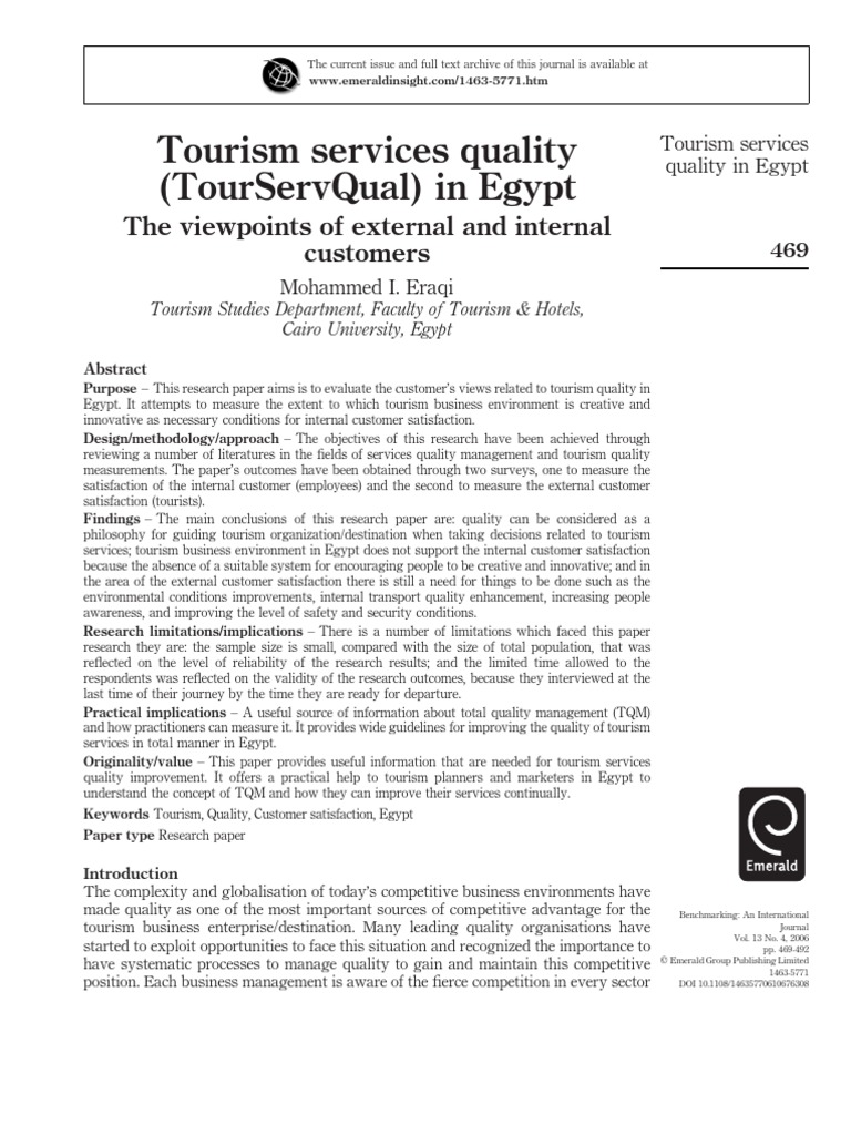 Tourism Services Quality | PDF | Tourism | Quality Management