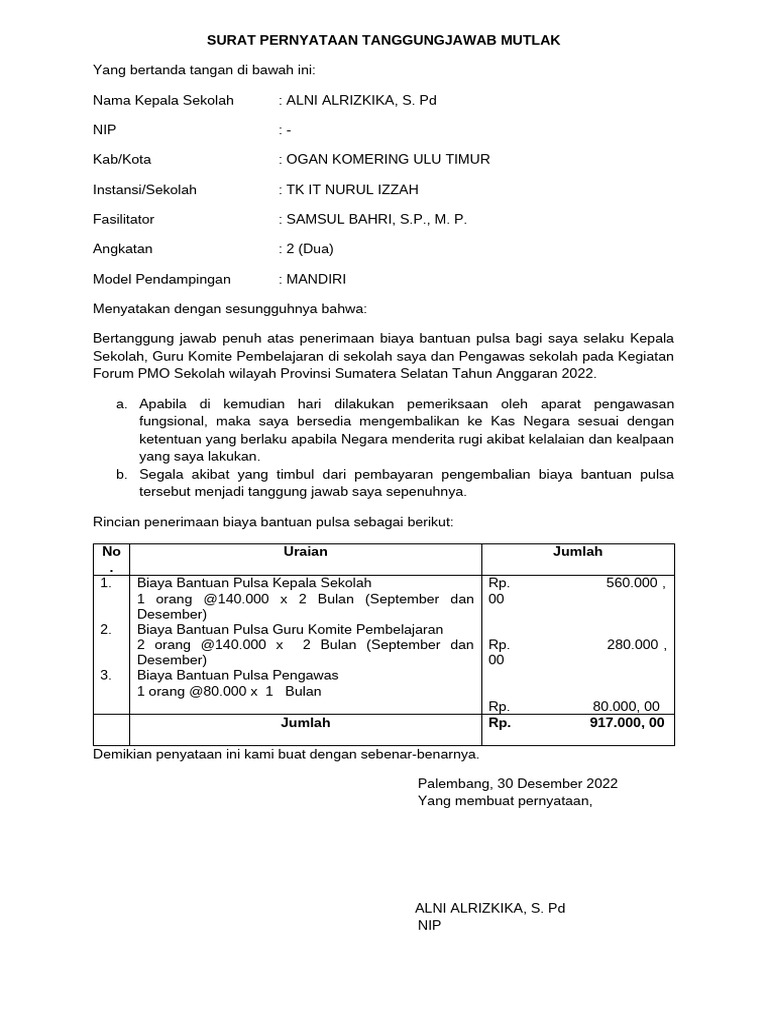 Akt-2 SPTJM Pulsa Per Satdik | PDF