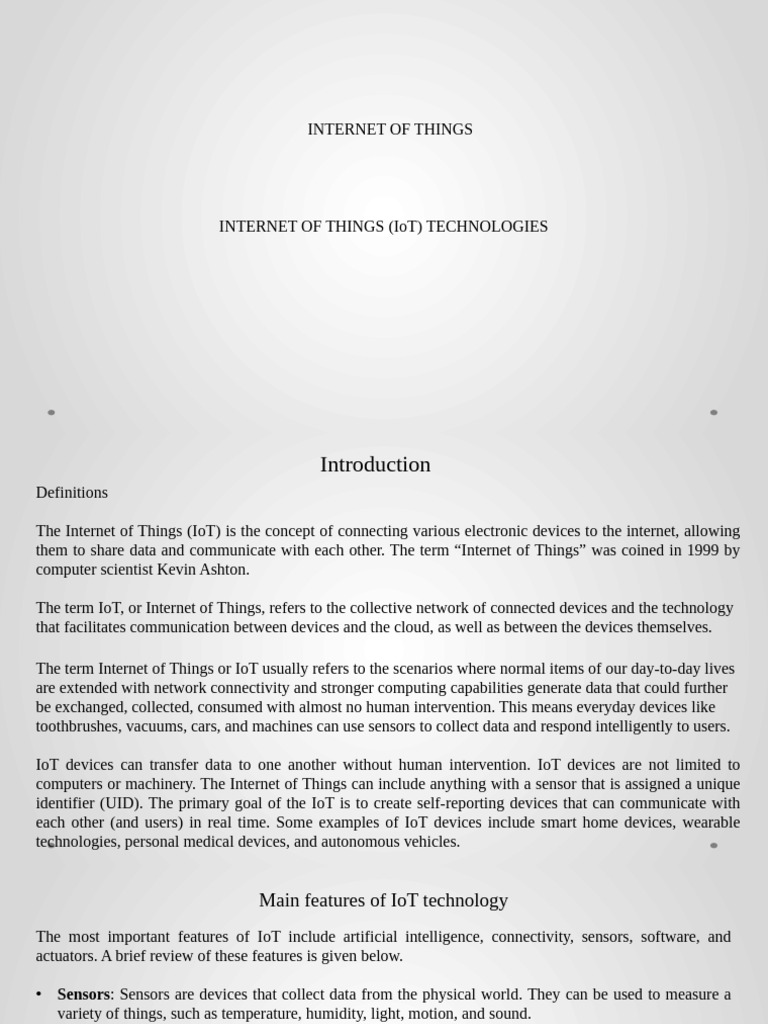 Chapter 1 - Introduction To IOT | PDF