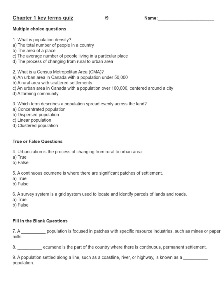 Chapter 1 Key Terms Quiz | PDF
