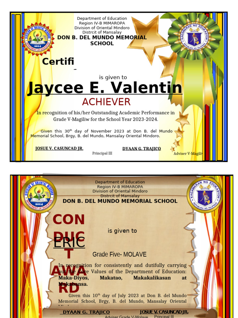 Cert of recognition and Conduct Award | PDF