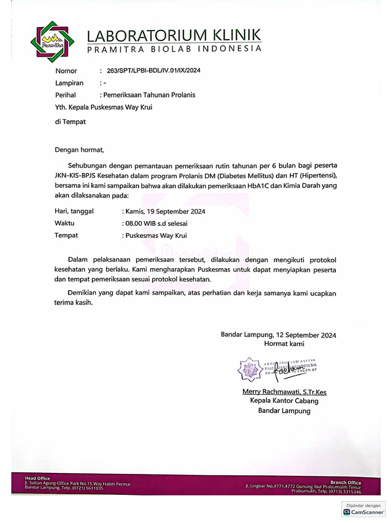 Surat Pemberitahuan PKM Way Krui | PDF Surat Pemberitahuan PKM Way Krui | PDF