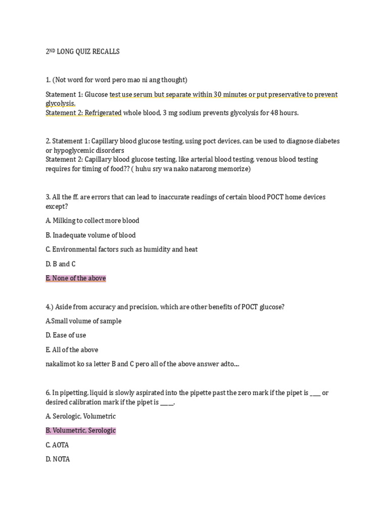 2nd Long Quiz Recalls | PDF
