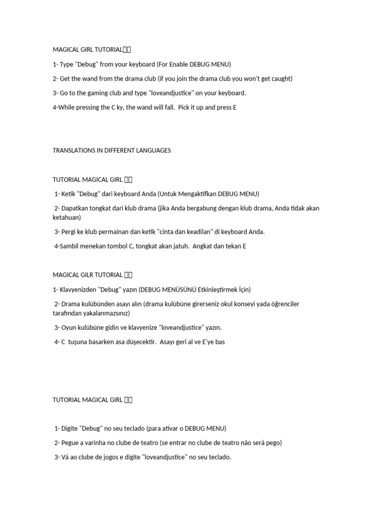 MAGICAL GIRL TUTORIAl Yandere Sim | PDF