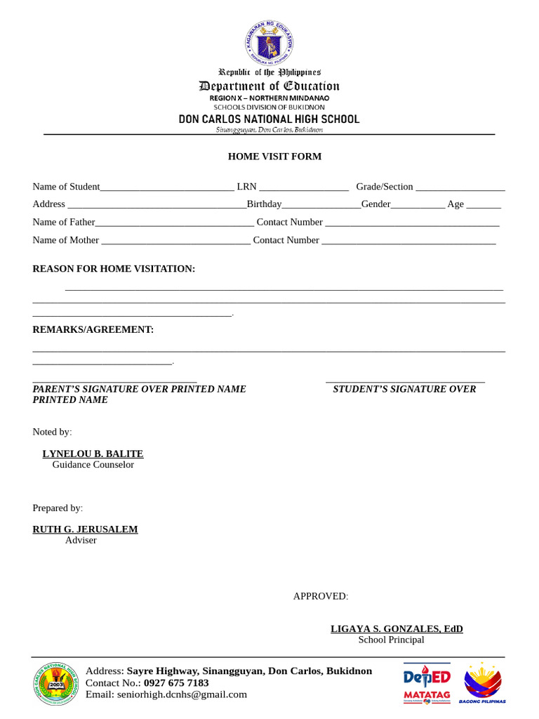 Home Visit Form | PDF