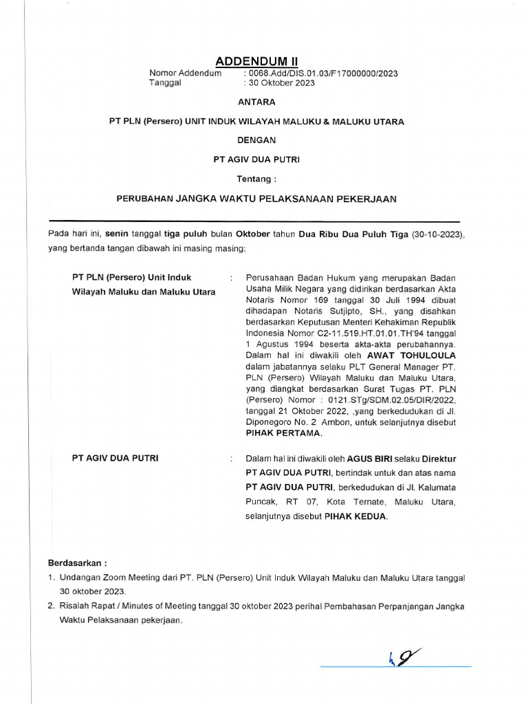 Addendum PT Agiv Dua Putri | PDF