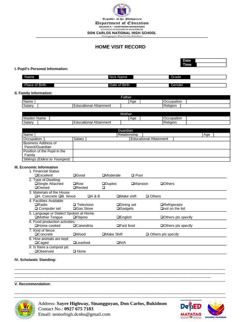 Home Visit Record | PDF