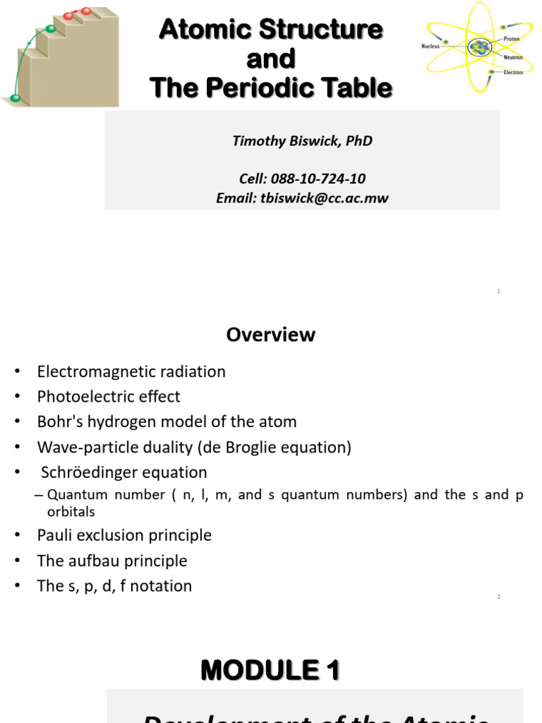 Lect - Atomic Structure and Periodic Table 2018 | PDF