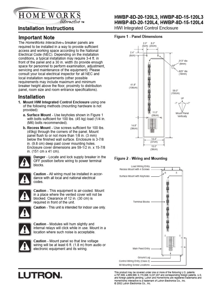 043-092a HWBP-8D Instr Sheet - Lutron | PDF