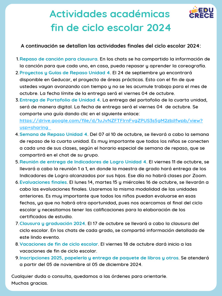 Actividades Fin de Ciclo Escolar - Primaria | PDF