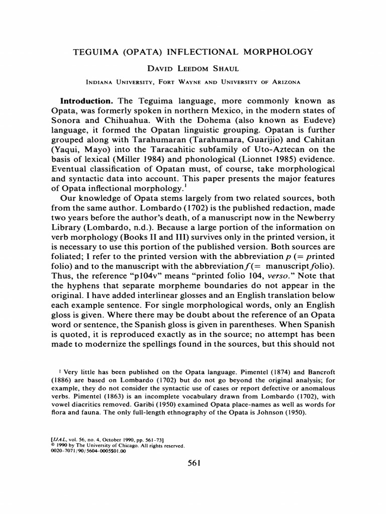 Teguima Inflectional Morphology | PDF