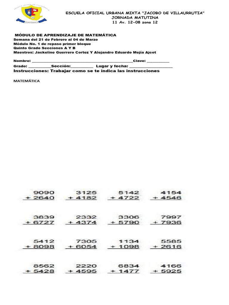 Módulo 1 Quinto A y B | PDF