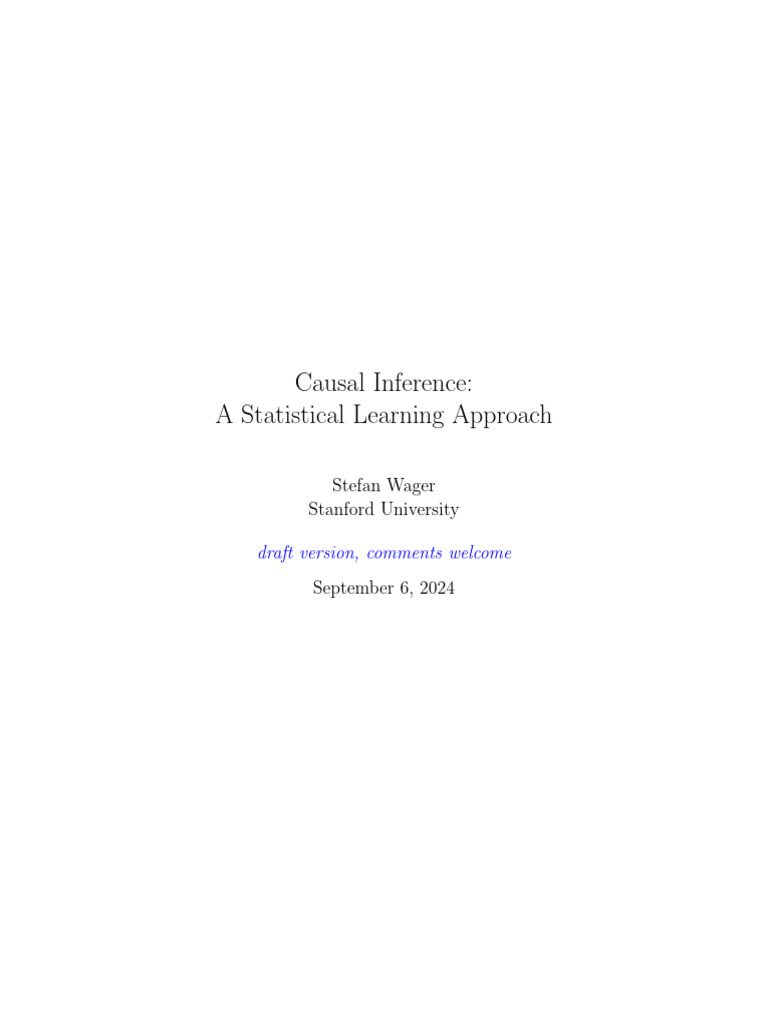 Causal Inference - A Statistical Learning Approach | PDF | Randomized Controlled Trial ...