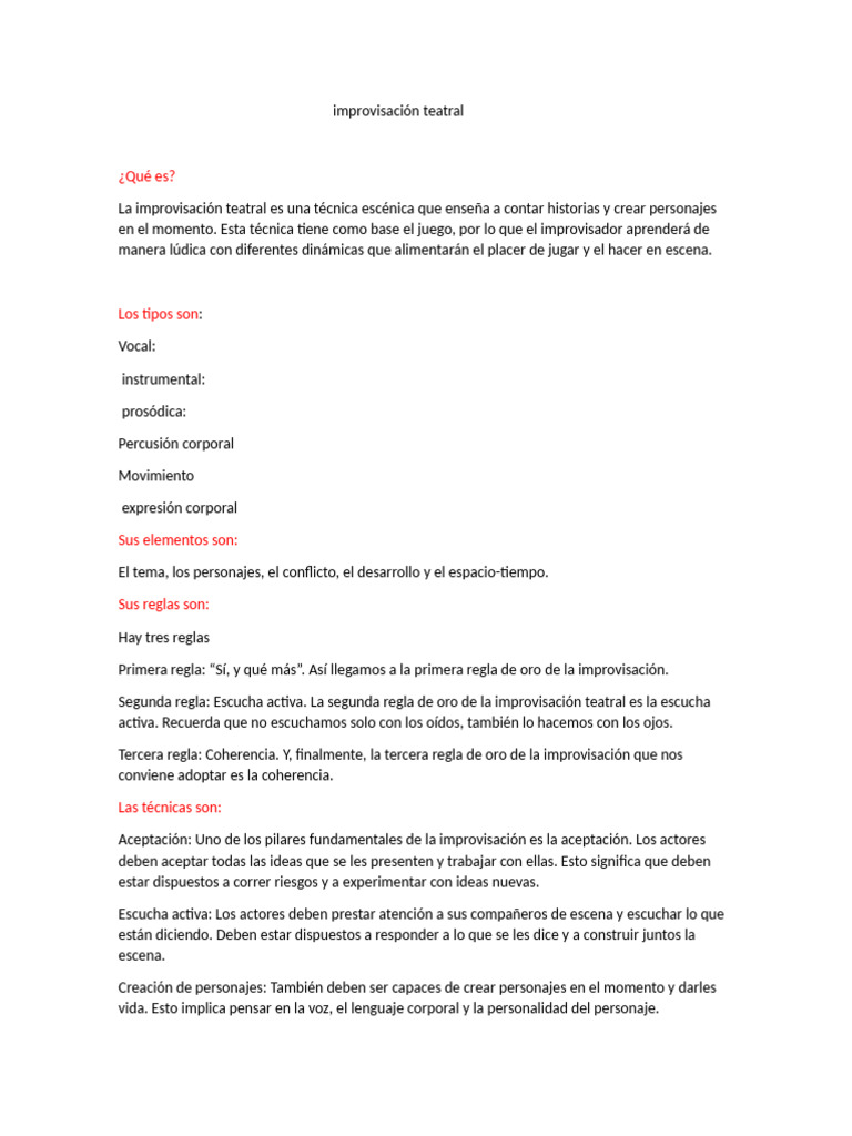 Improvisacion Teatral | PDF
