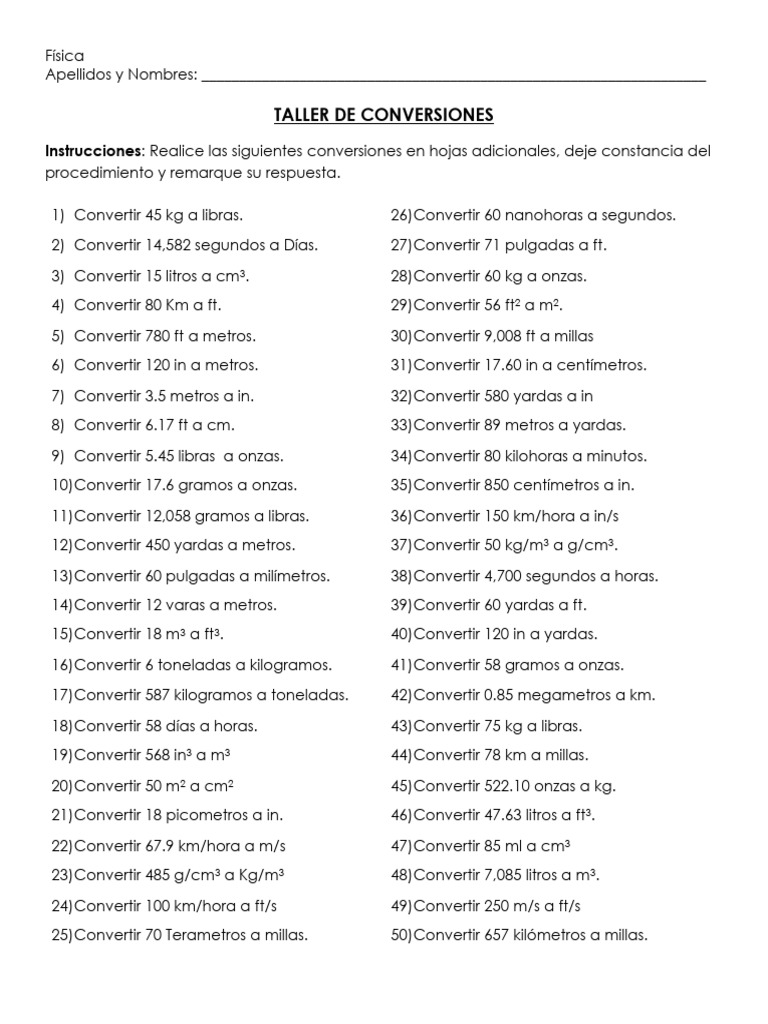 TALLER DE CONVERSIONES | PDF