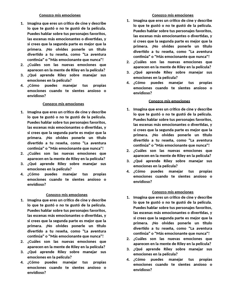 Conozco Mis Emociones | PDF | Relaciones personales, crianza y ...