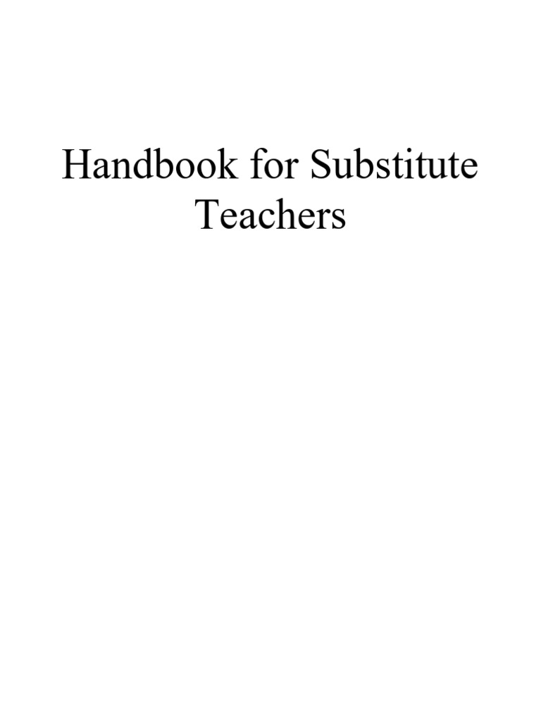 Handbook For Substitutes 2020-2021 | PDF