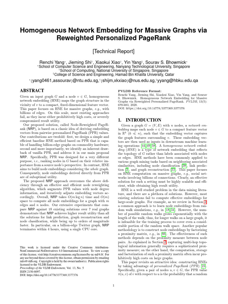 Homogeneous Network Embedding For Massive Graphs Via Reweighted ...