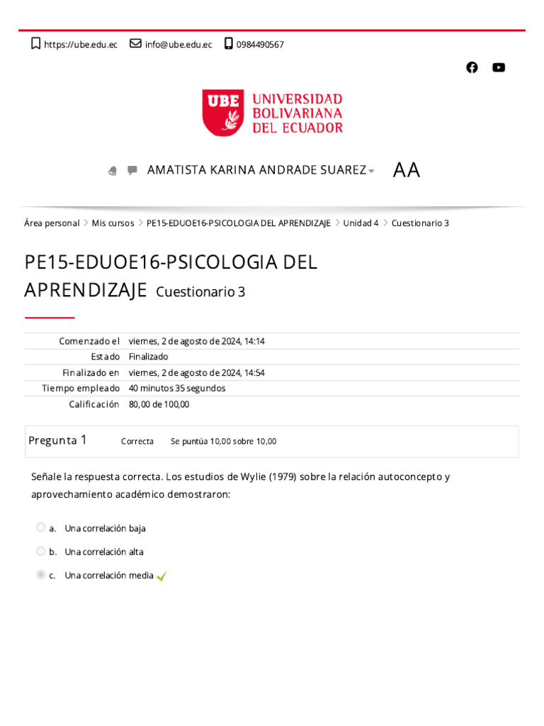 Cuestionario 3 - Revisión Del Intento - EVA-UBE | PDF