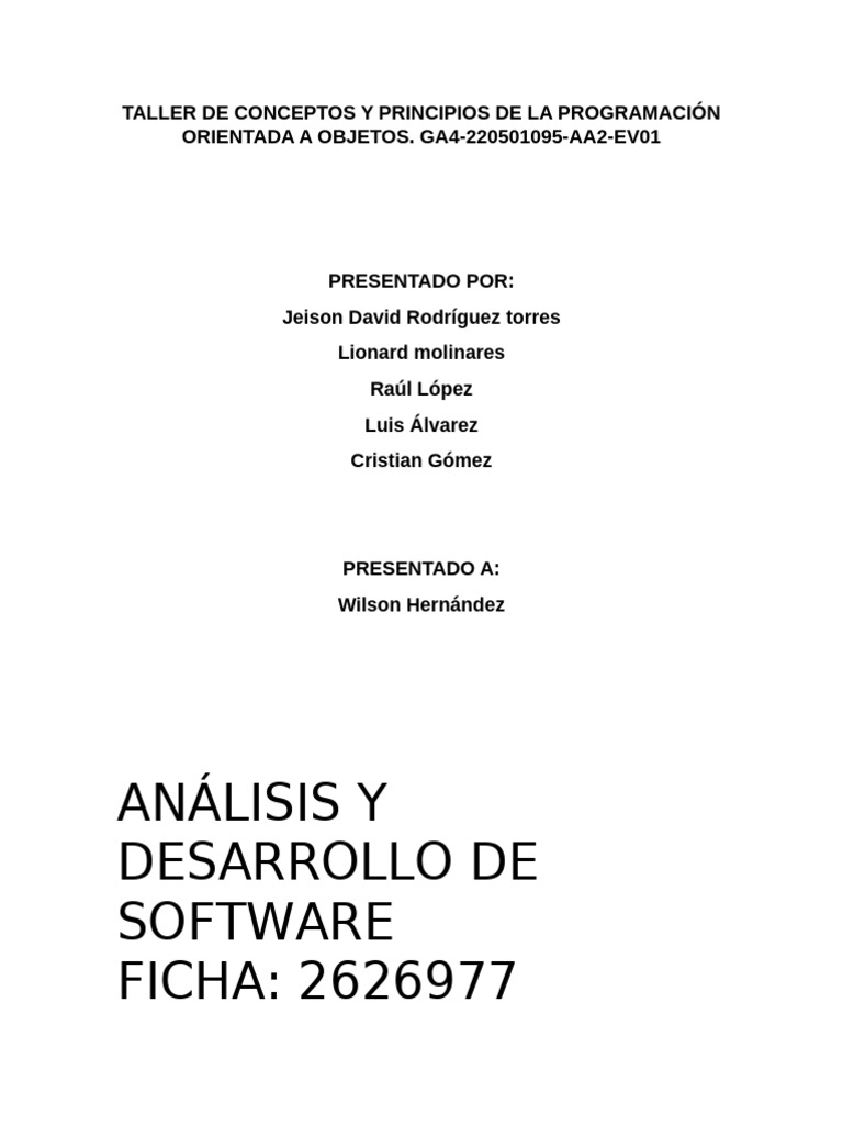 Taller De Conceptos Y Principios De La Programación Orientada A Objetos