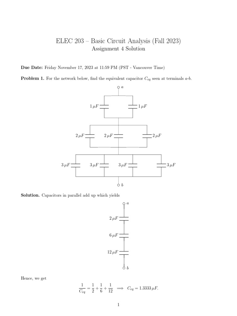 UBC - ELEC 203 Assignment 4 | PDF